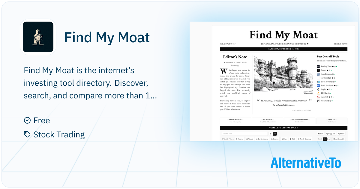 Find My Moat: 190+ Financial Tools - Explore, filter, search, and ...