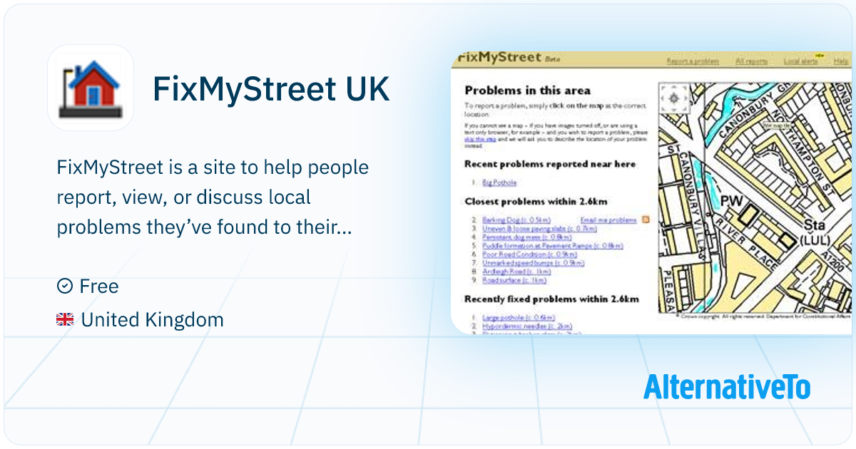 FixMyStreet UK: FixMyStreet is a site to help people report | AlternativeTo