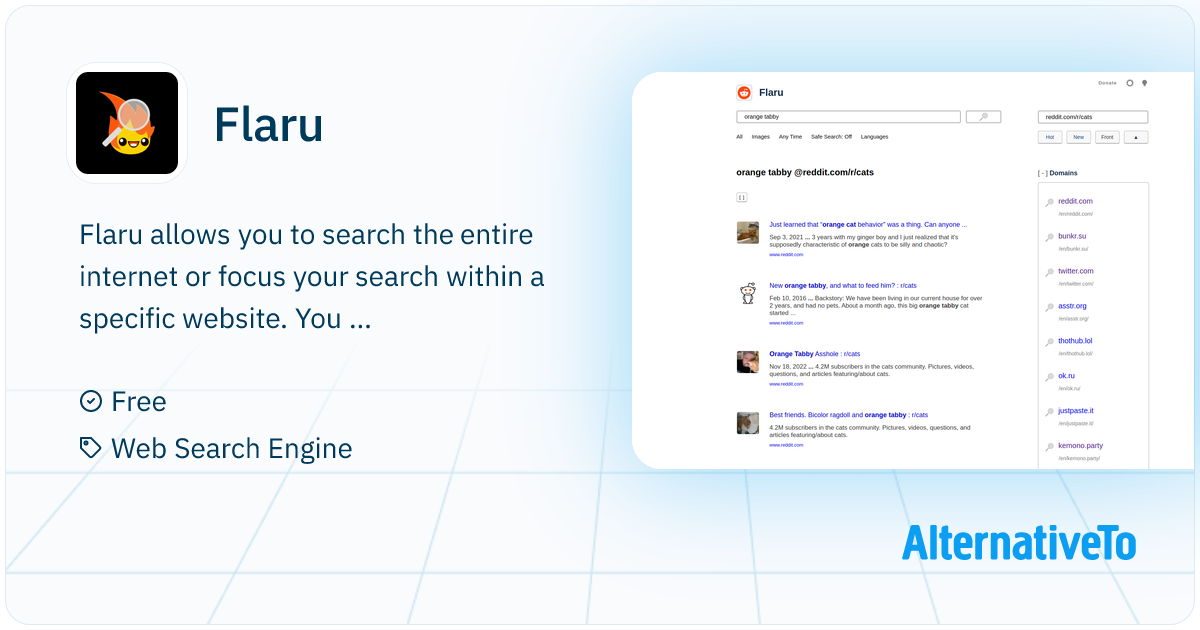 Flaru: A search engine that features an active trends list. | AlternativeTo
