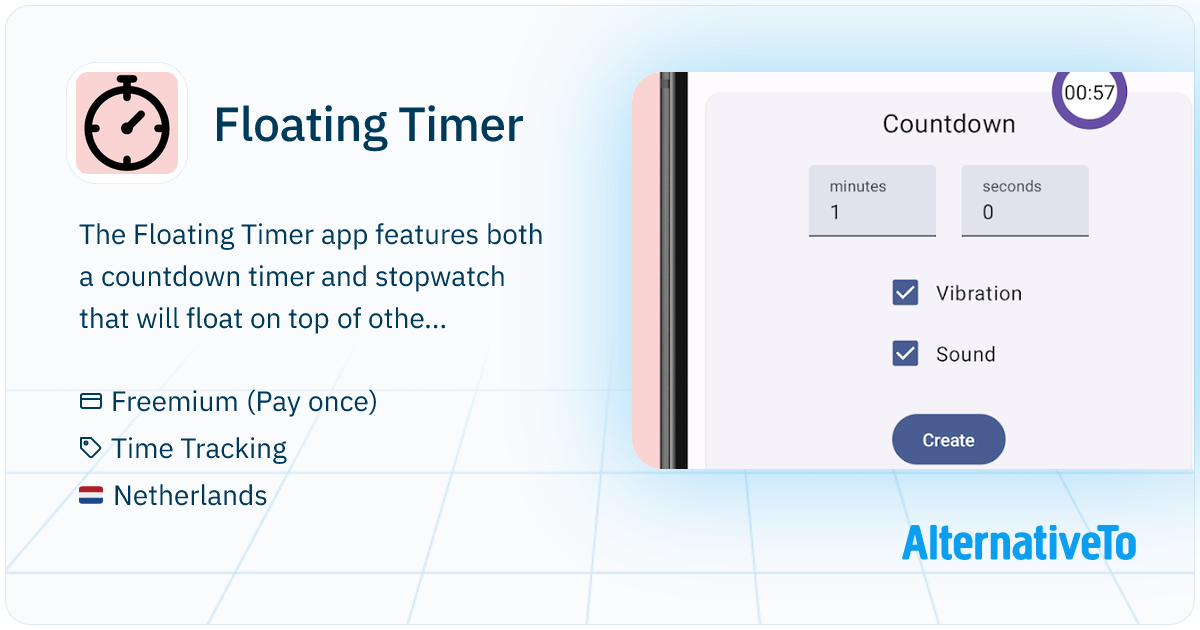 Floating Timer: Features both a countdown timer and stopwatch that will ...