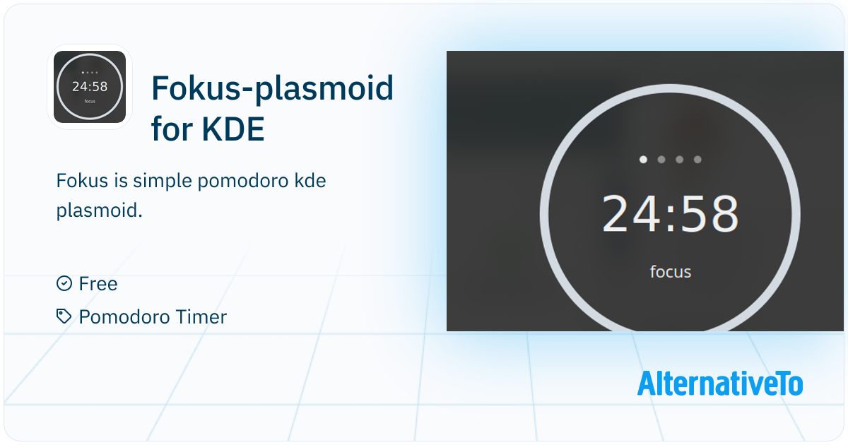 Fokus-plasmoid for KDE: Fokus is simple pomodoro kde plasmoid ...