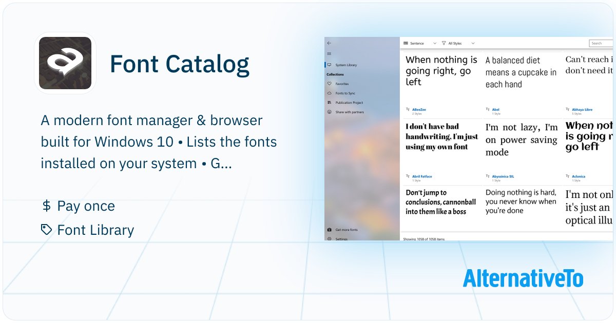 Font Catalog: A modern font manager built for Windows 10 | AlternativeTo