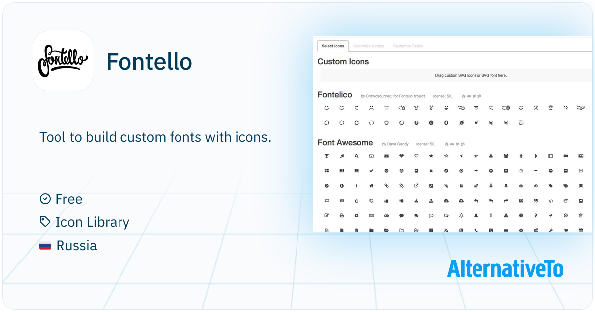 Fontello: Tool to build custom fonts with icons | AlternativeTo