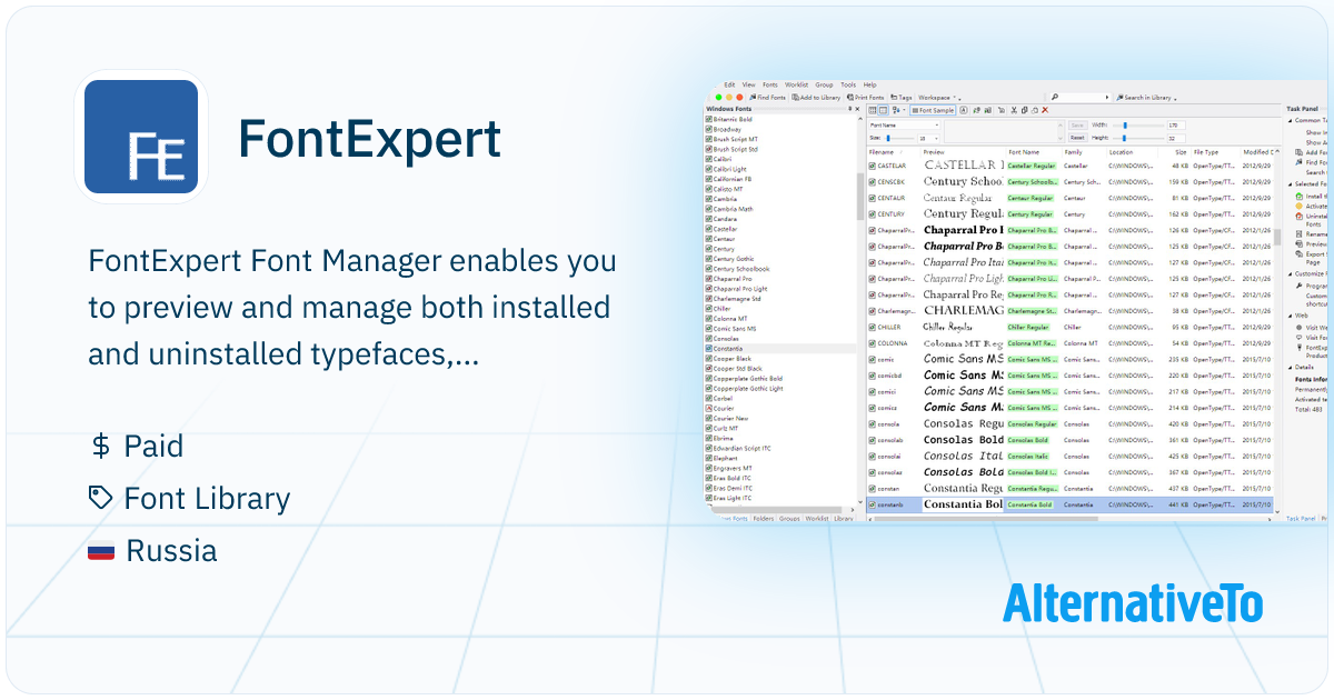FontExpert: Font Manager enables you to preview and manage both ...