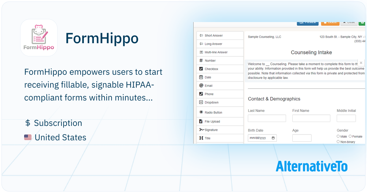 FormHippo: HIPAA compliant online forms & eSignatures | AlternativeTo