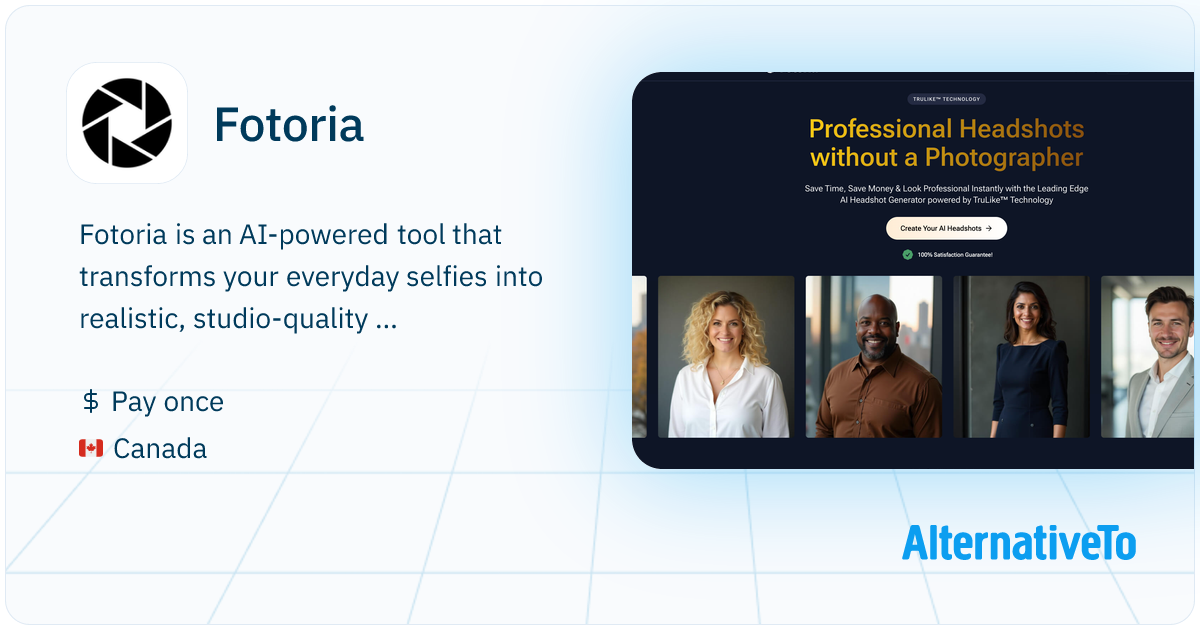 Fotoria: AI tool that turns your selfies into professional quality headshots. | AlternativeTo