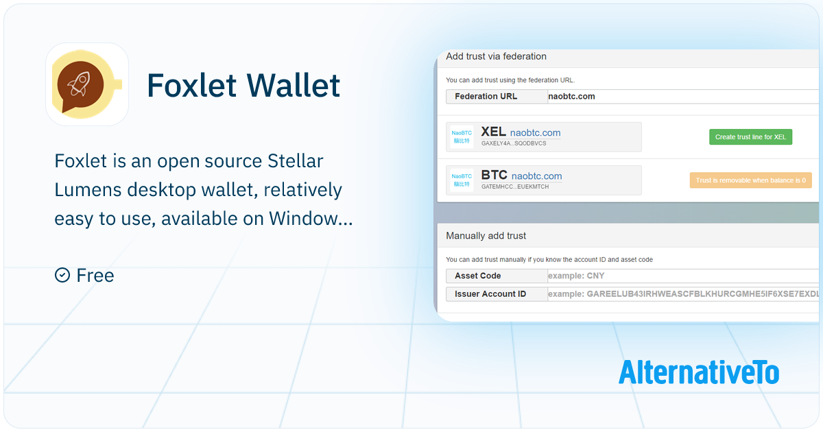 Foxlet Wallet: Foxlet is an open source Stellar Lumens desktop wallet ...