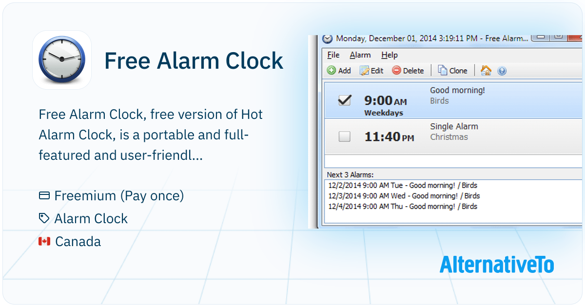 Free Alarm Clock: Free version of Hot Alarm | AlternativeTo