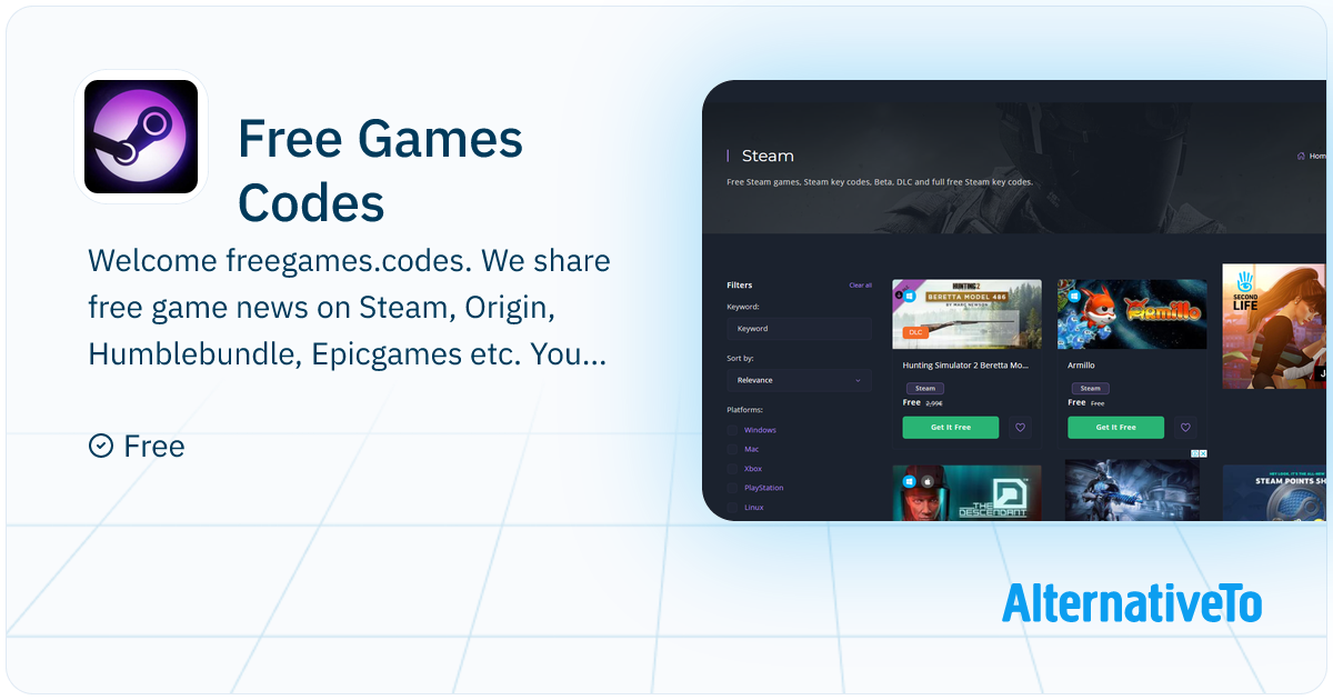 Free Games Codes: We share free game codes , Steam games , Epic Games ...