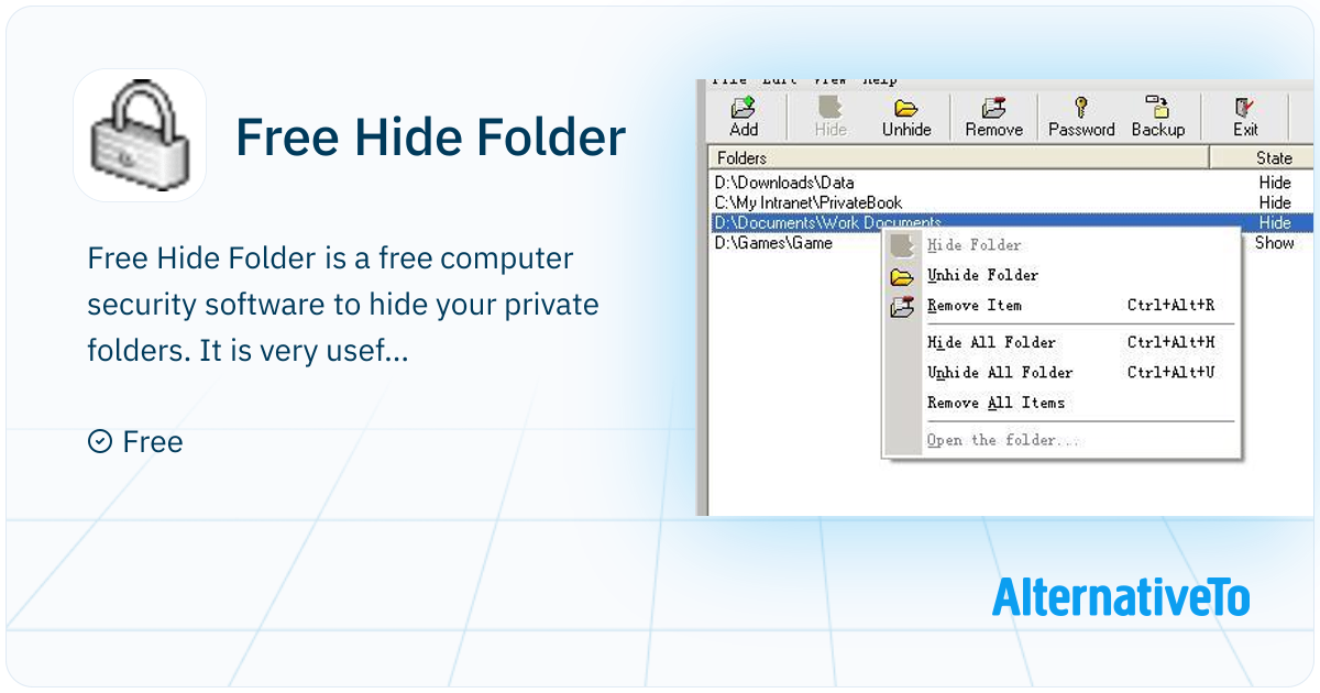 Free Hide Folder: Free computer security | AlternativeTo