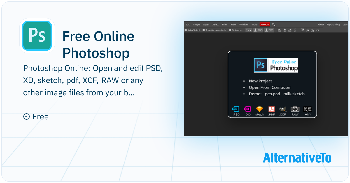 Free Online Photoshop: : Open and edit PSD, XD, sketch, pdf, XCF, RAW ...