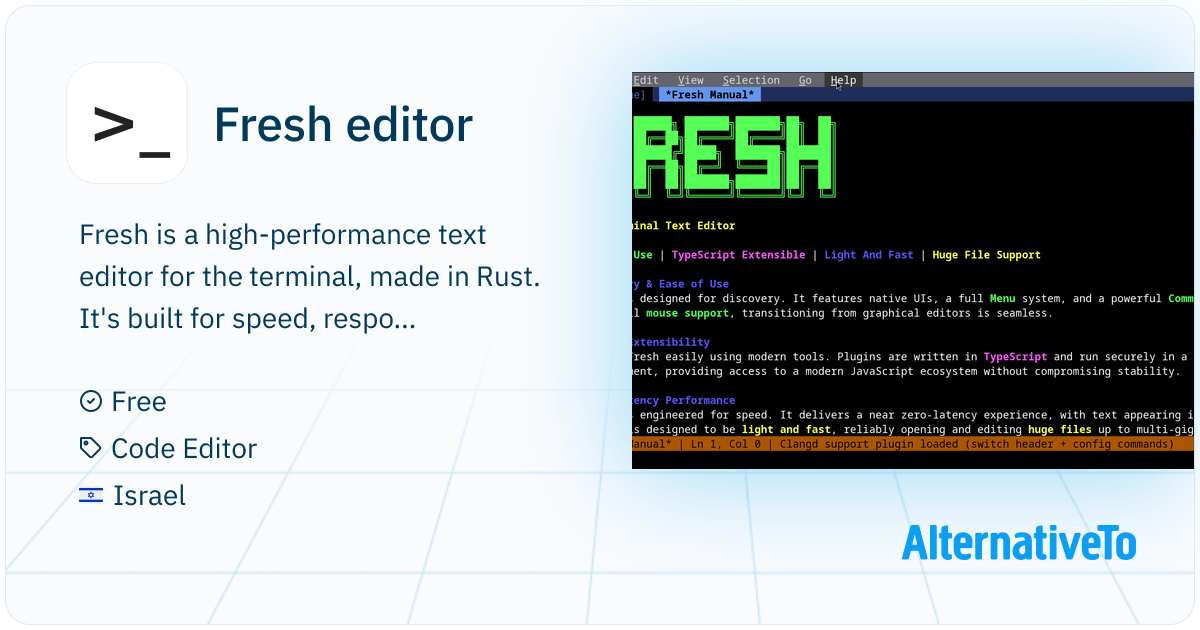 Fresh editor: Terminal text editor with fast startup, extensibility ...