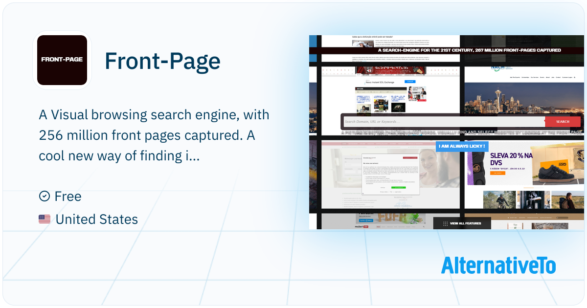 Front-Page: Visual Browsing Search Engine, Select websites by looking ...