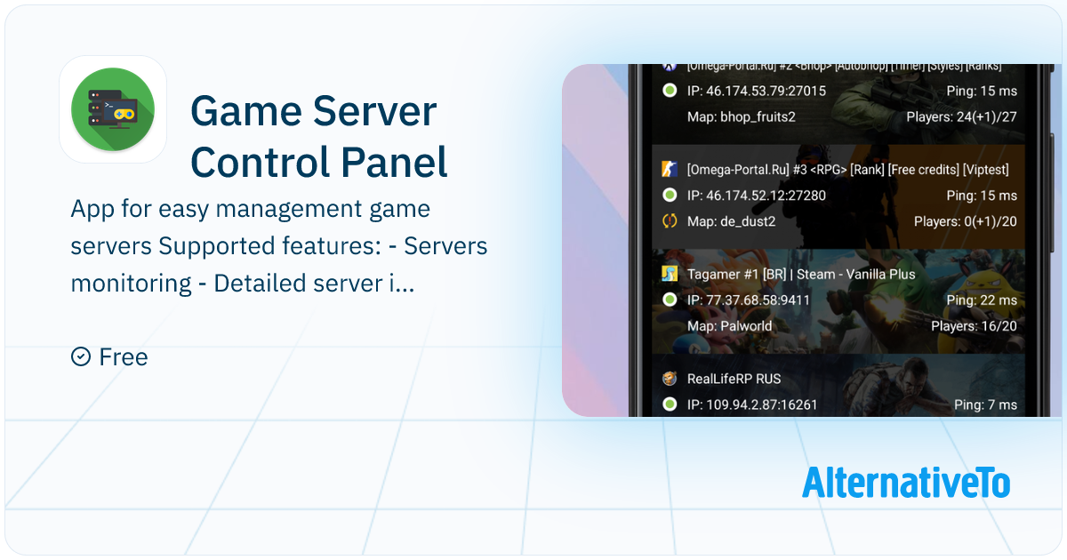 Game Server Control Panel: Android app for easy management of game ...