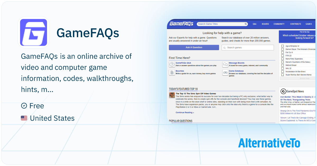 GameFAQs: Online archive of video and | AlternativeTo