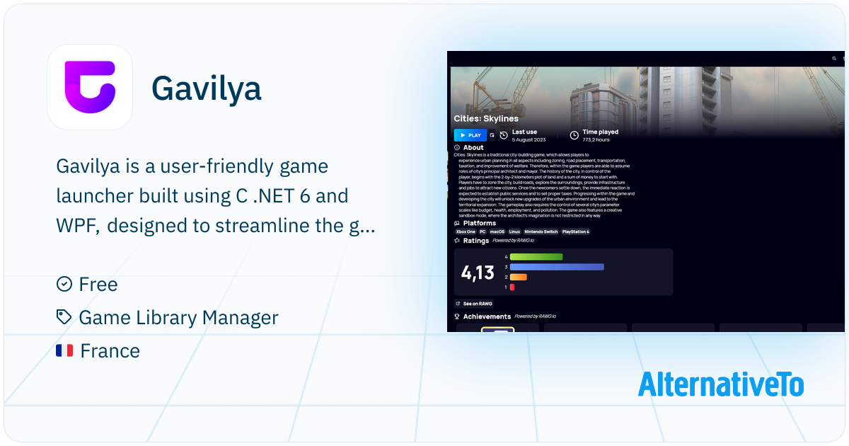 Gavilya: Simple game launcher written in C# .NET 6 | AlternativeTo