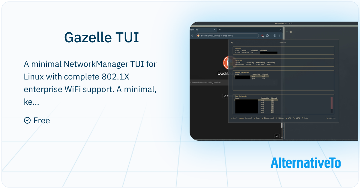 Gazelle TUI: A minimal NetworkManager TUI for Linux with | AlternativeTo