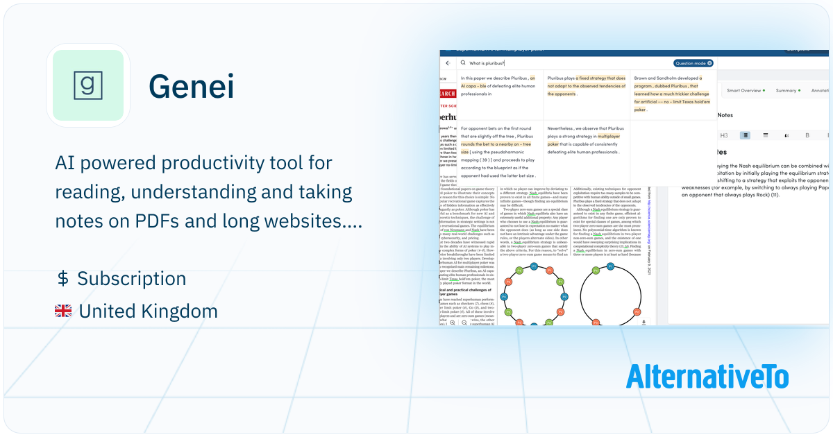 Genei: AI powered productivity tool for reading, understanding and ...