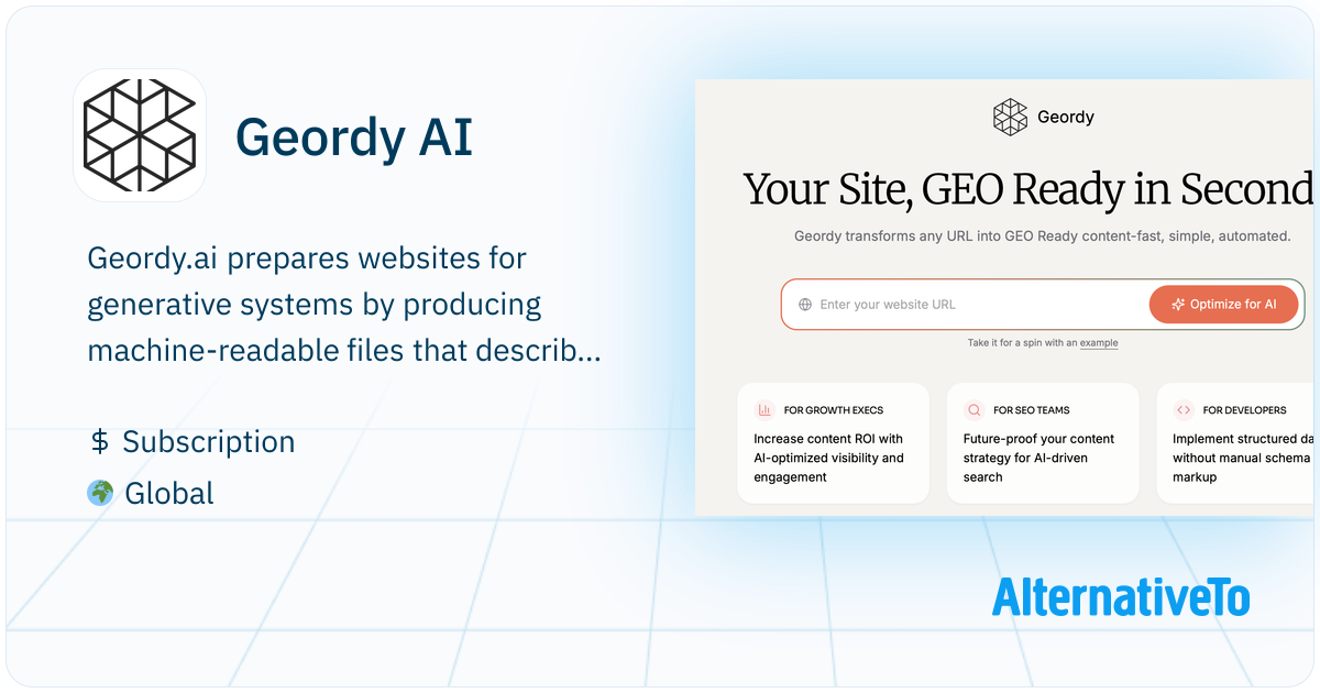 Geordy AI: Generates AI-readable files (e.g., llms. | AlternativeTo