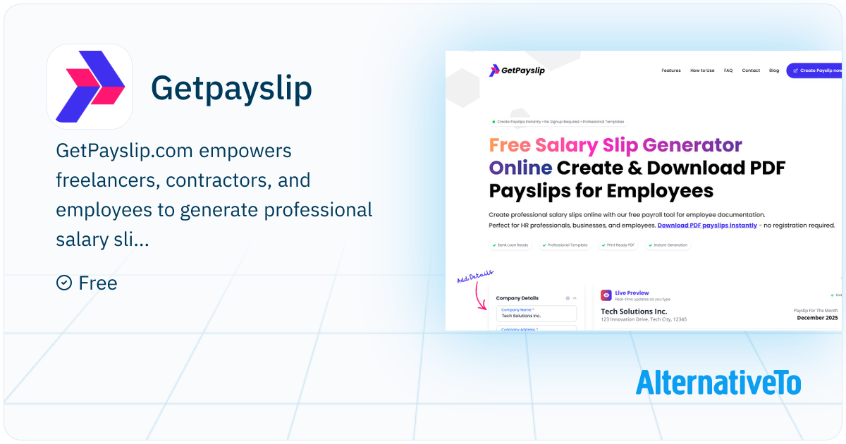 Getpayslip: Free salary slip generator online | Create PDF of Payslip ...