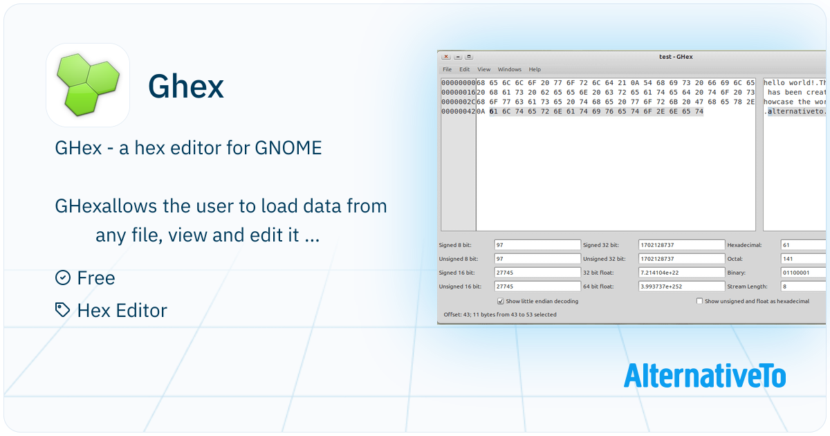 Ghex: GHex - a hex editor for GNOME | AlternativeTo