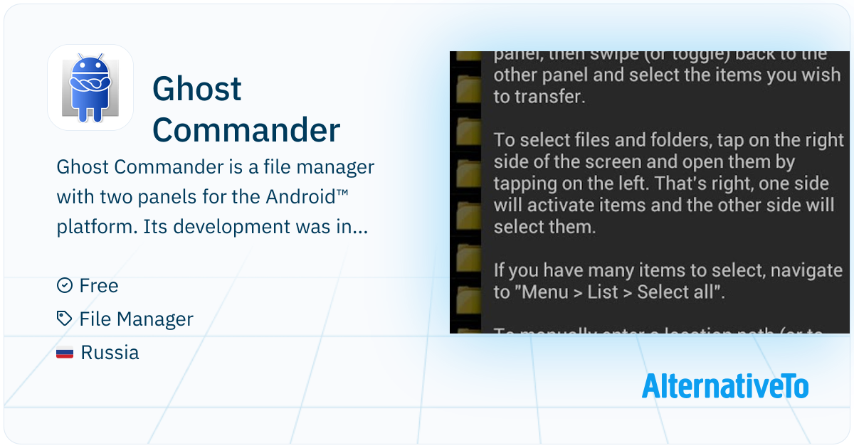Ghost Commander: File manager with two panels for the Android platform ...