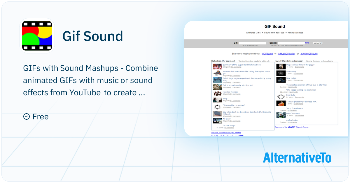 Gif Sound: GIFs with Sound Mashups - Combine animated GIFs | AlternativeTo