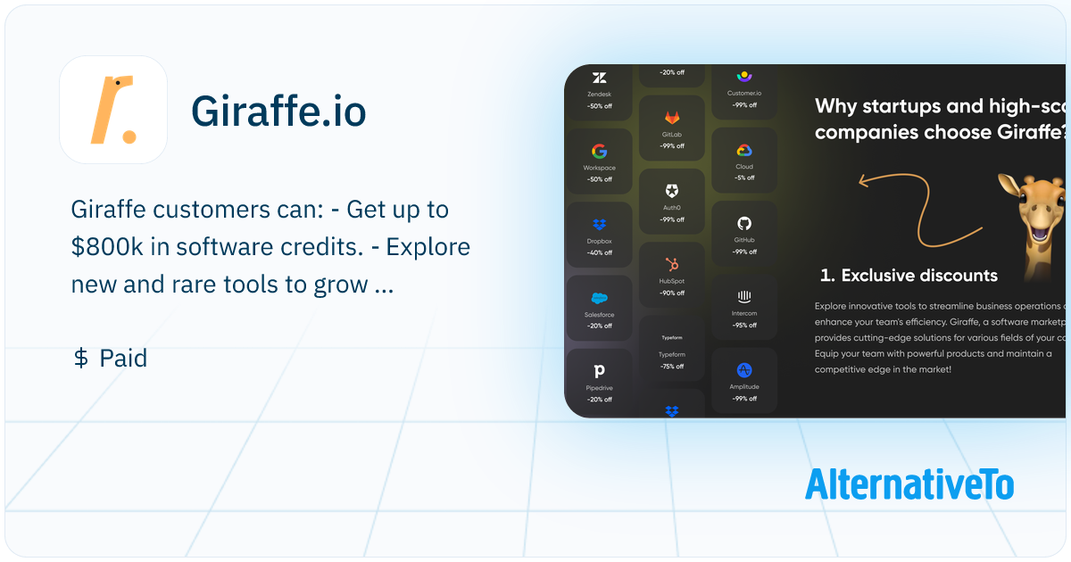 Giraffe.io : Software discounts marketplace Giraffe provides a lot of ...