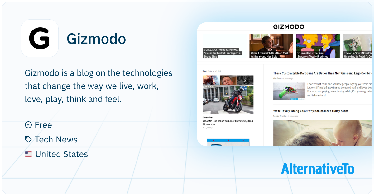 Gizmodo: Blog on the technologies that change | AlternativeTo