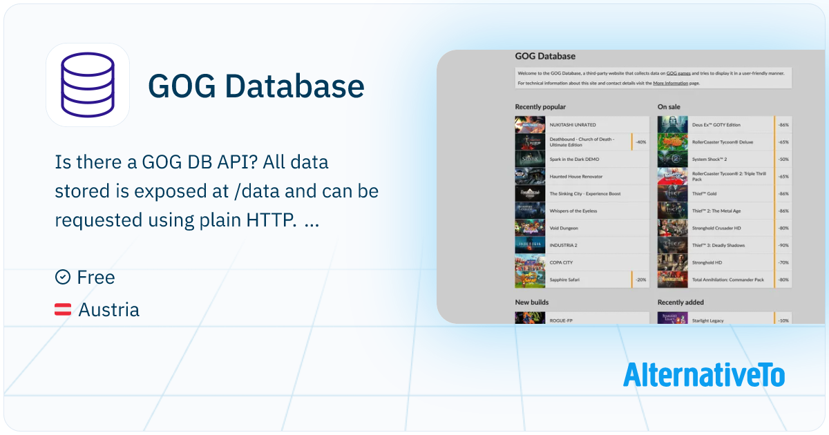 GOG Database: Third-party website that collects data on GOG games and ...