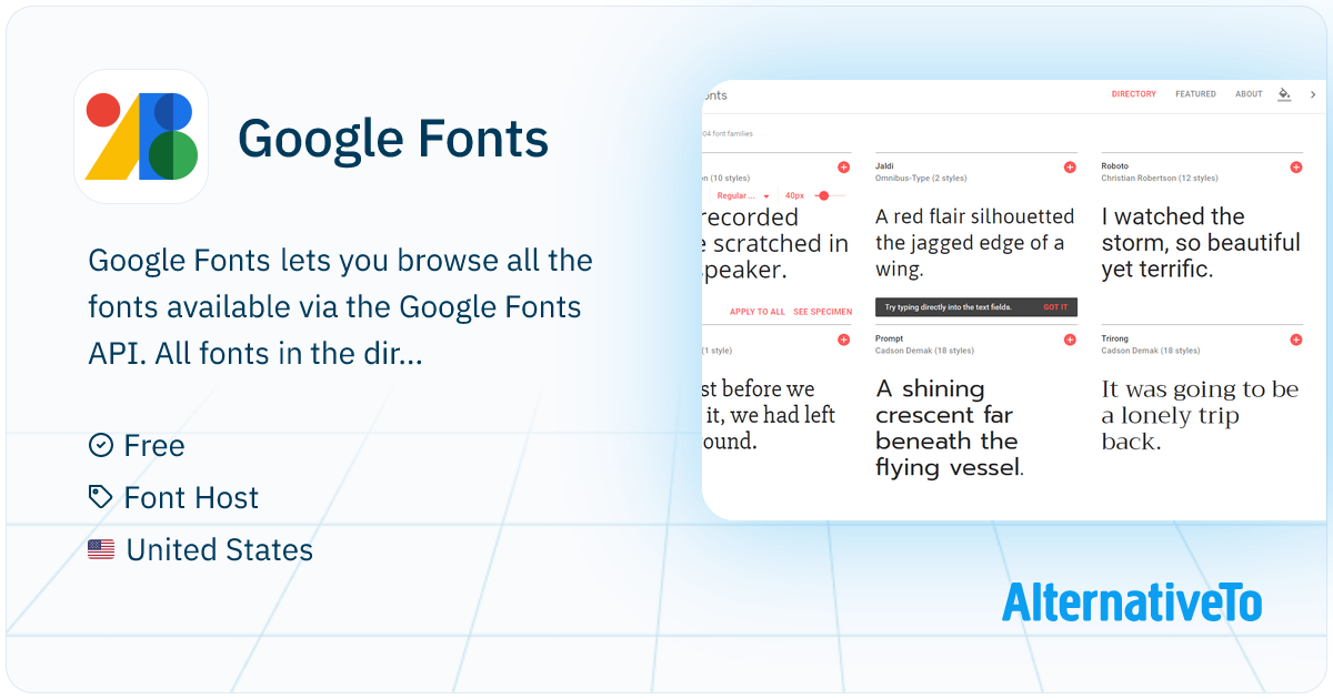 Google Fonts: Lets you browse all the fonts | AlternativeTo