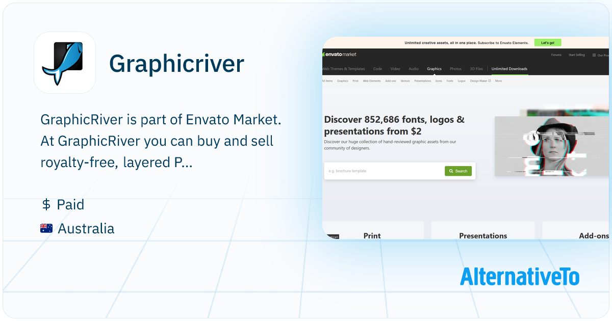 Graphicriver: Royalty-free design resources for creatives | AlternativeTo