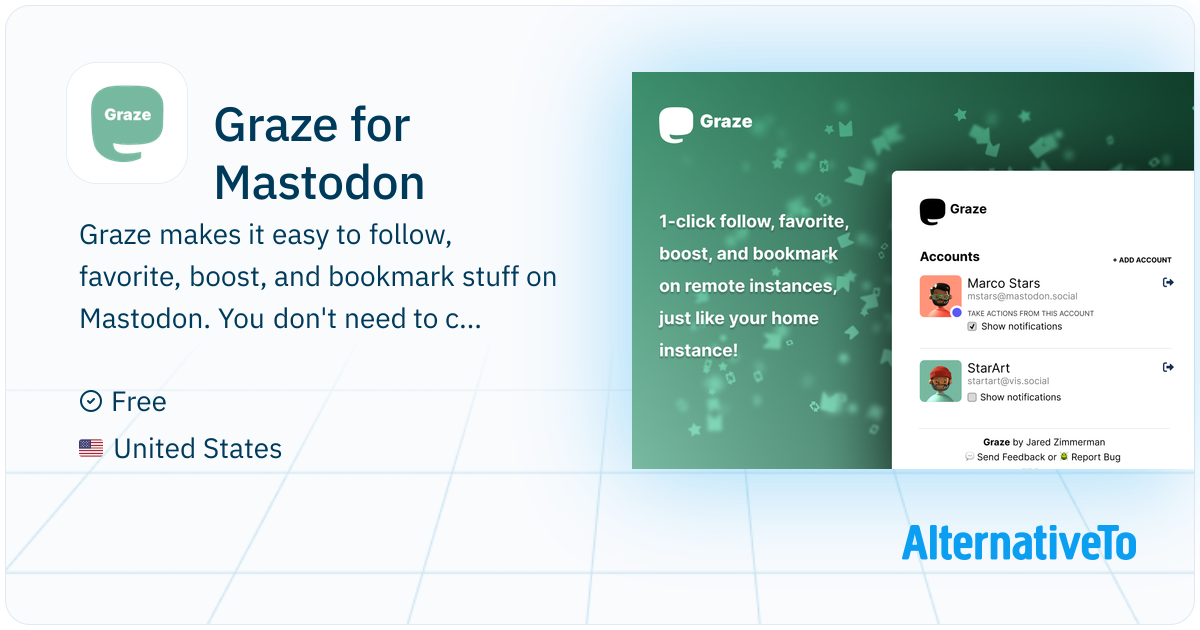 Graze for Mastodon: Graze is 1-click follow, favorite, boost, bookmark ...