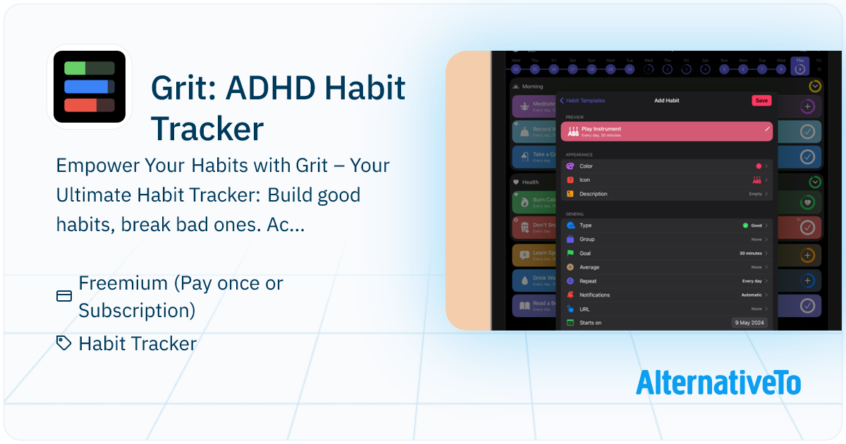 Grit: ADHD Habit Tracker: Daily habit tracker and goal planner for iOS ...