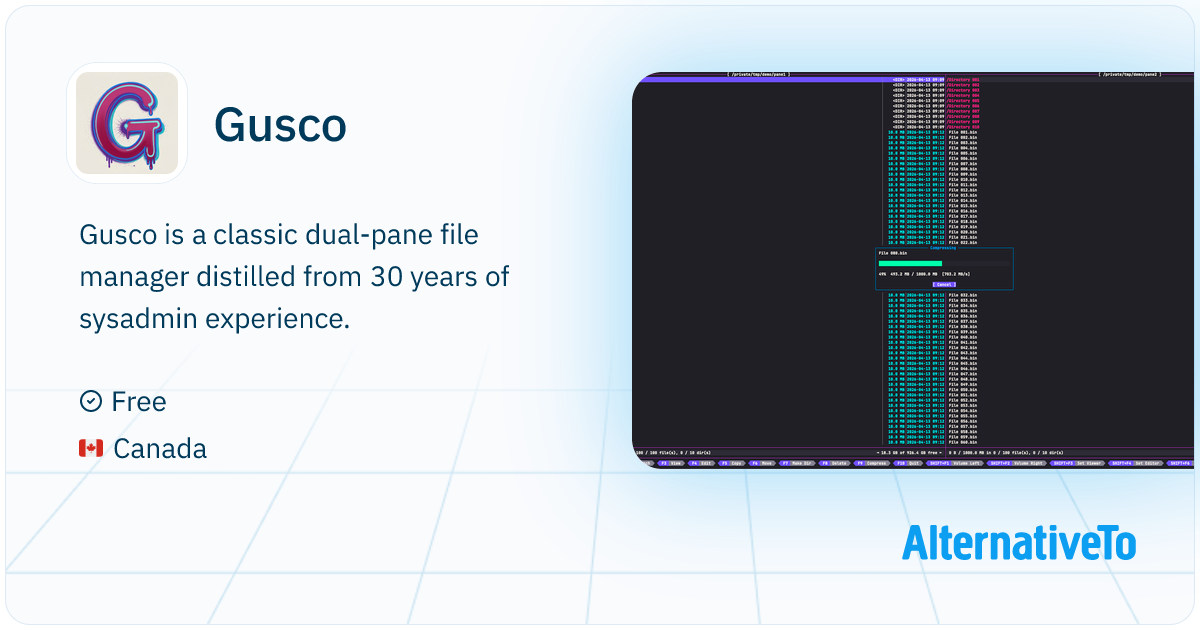 Gusco: Orthodox TUI file manager with SFTP/S3/MTP support | AlternativeTo