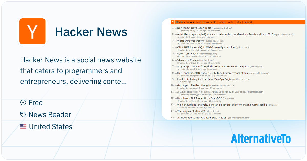 Hacker News: Social news website that caters to programmers and ...