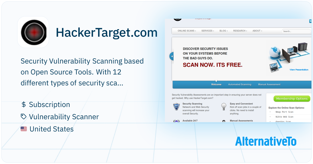HackerTarget.com: Security Vulnerability Scanning based on Open ...
