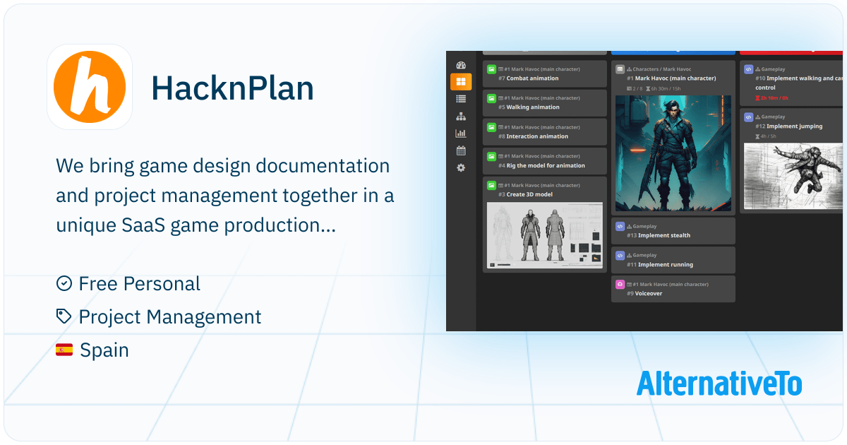 HacknPlan: Brings game design documentation and project management ...