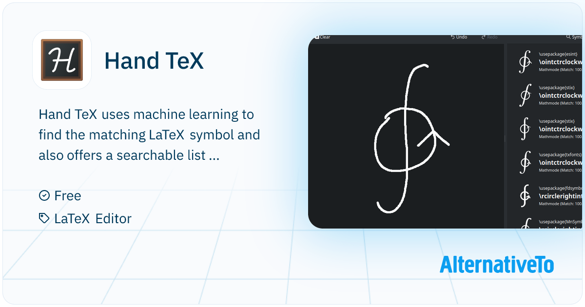 Hand TeX: Handwritten LaTeX symbol classifier for the desktop ...