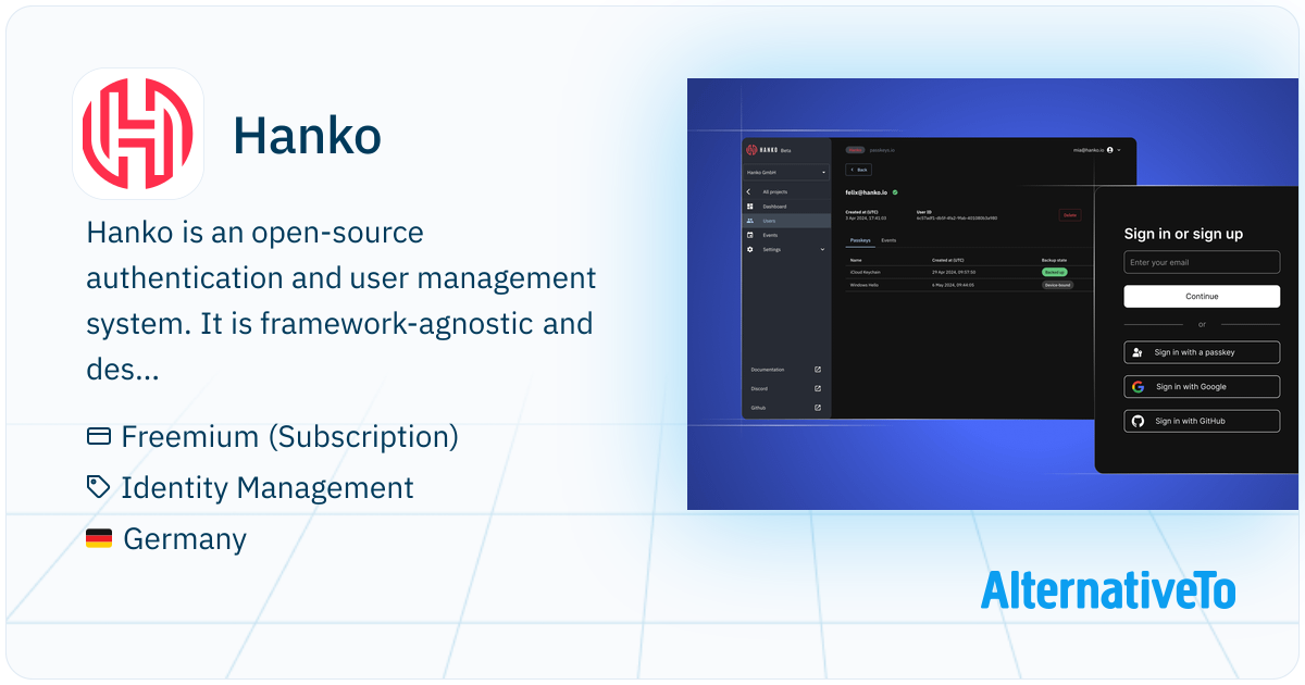 Hanko: Modern open source Authentication & User Management system ...