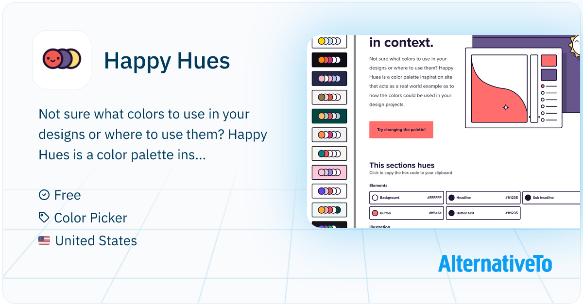 Happy Hues: Curated colors in context | AlternativeTo