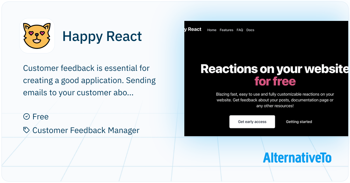 Happy React: Feedback widget for your docs | AlternativeTo