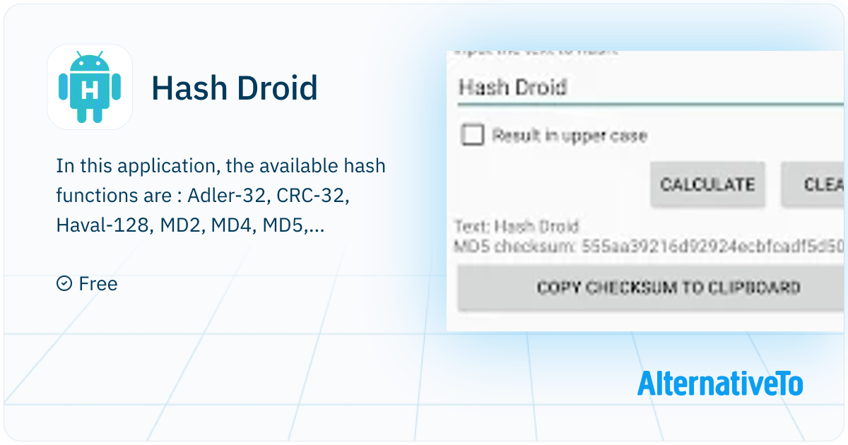 Hash Droid: Free utility to calculate a hash from a given text or from ...