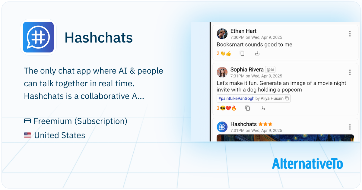 Hashchats: The only chat app where AI & people can talk | AlternativeTo