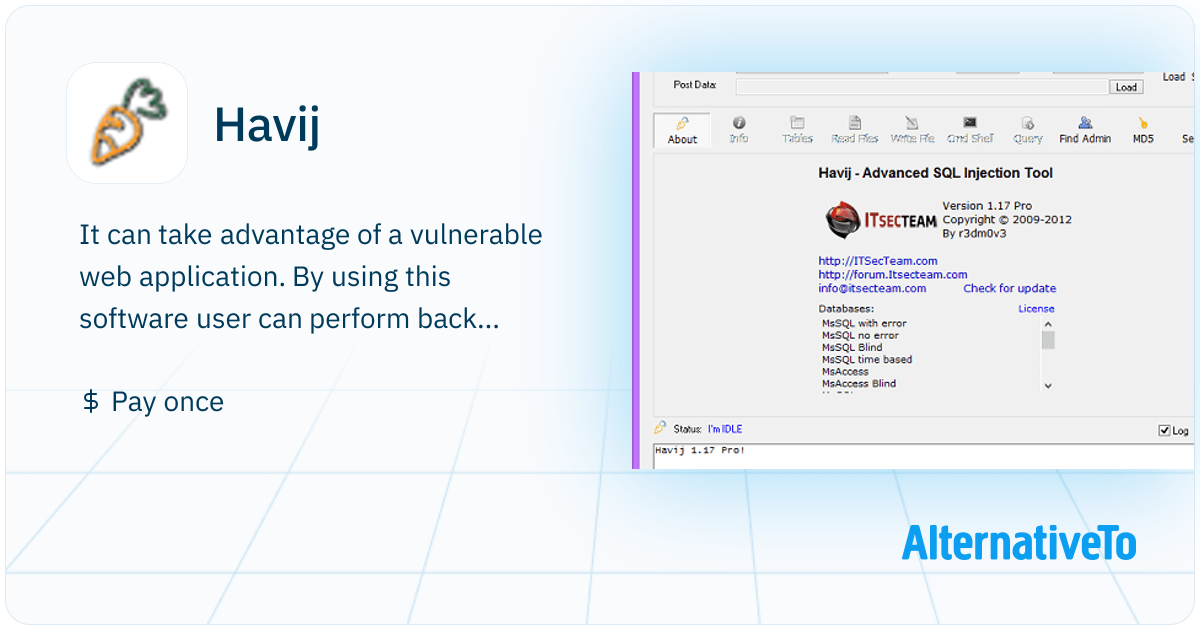 Havij: Advanced Automated SQL Injection Tool | AlternativeTo