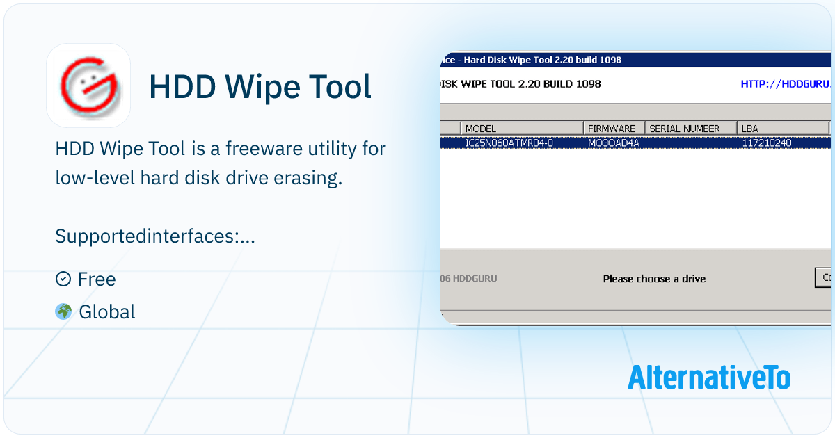 HDD Wipe Tool: Freeware utility for low-level | AlternativeTo