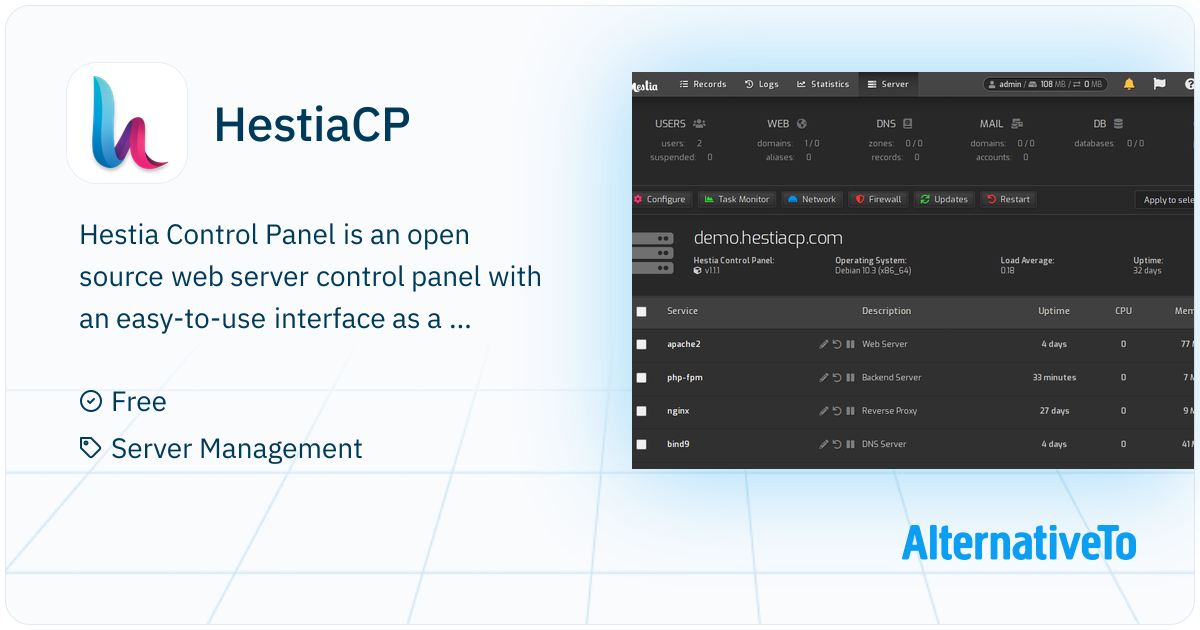 HestiaCP: Hestia Control Panel is an open source web server | AlternativeTo