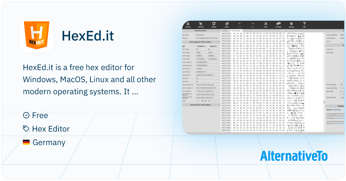 HexEd.it: Free hex editor for all modern operating systems. | AlternativeTo