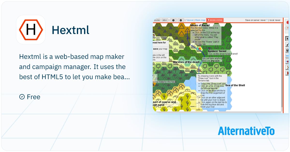 Hextml: Campaign management tool for tabletop RPGs and map drawing tool ...