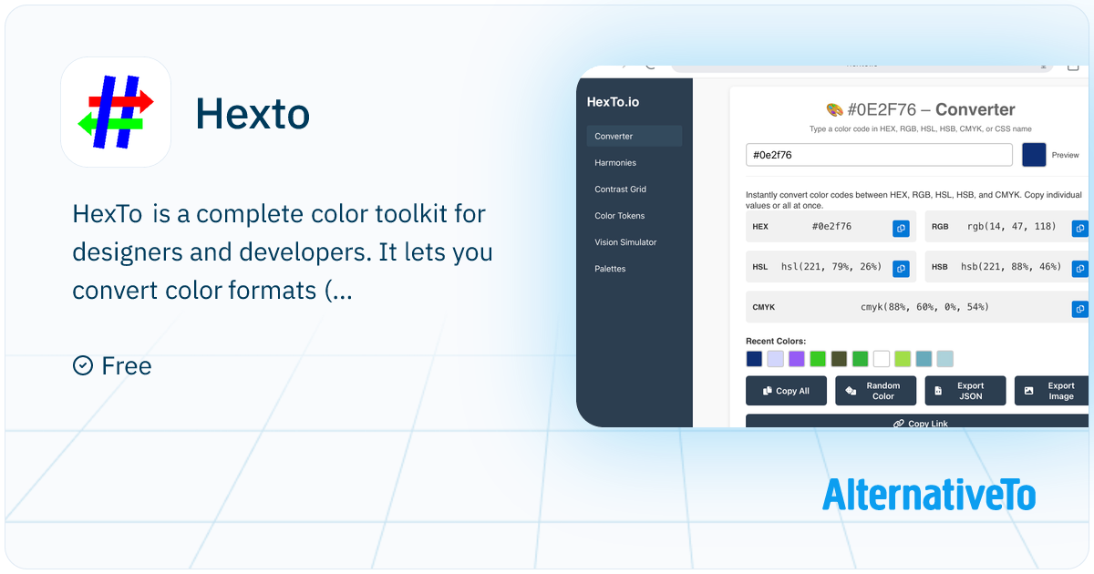 Hexto: All-in-one color tool for designers & developers: convert ...